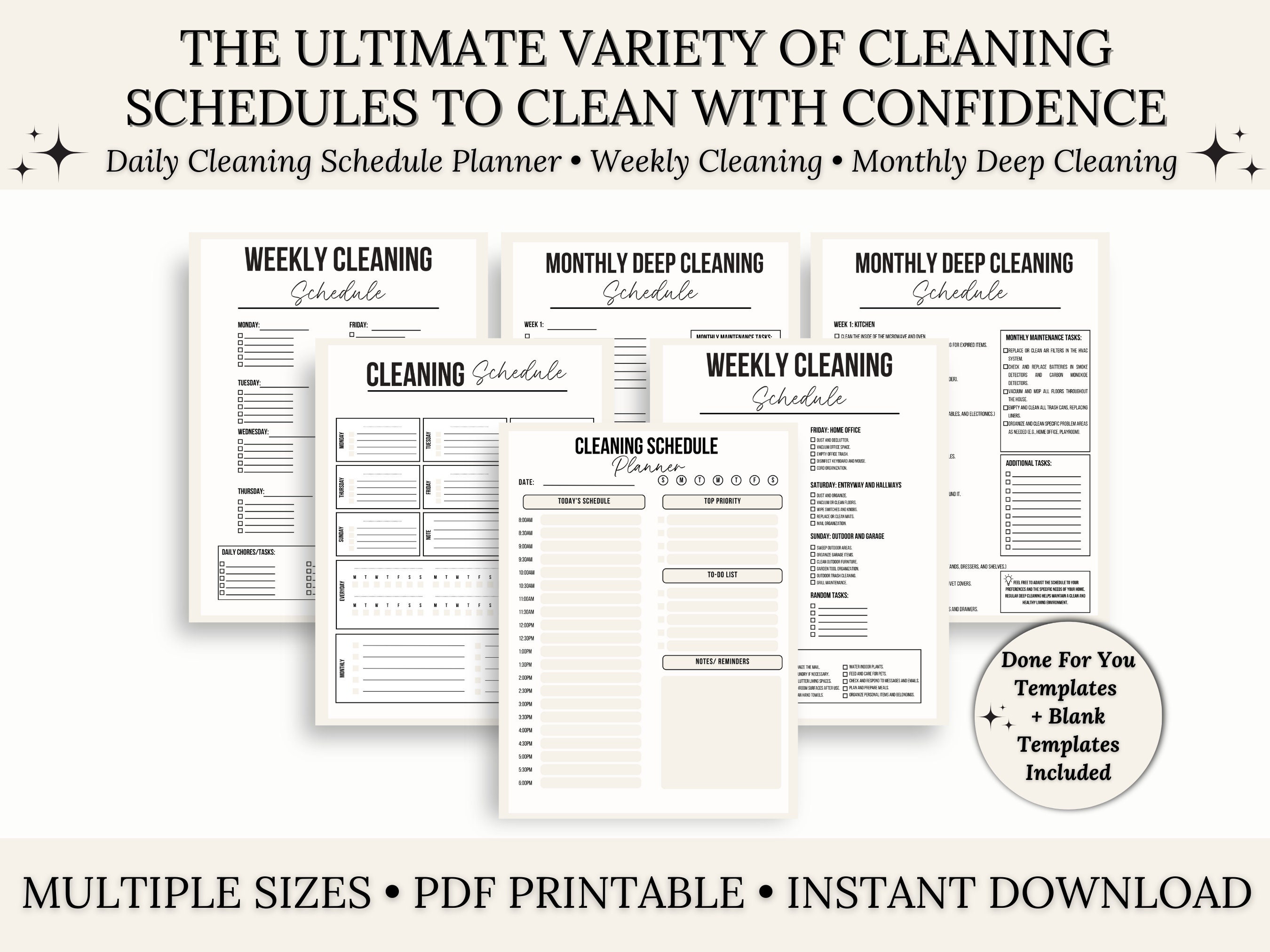 House Cleaning Planner Printable Bundle, Cleaning Checklist, Declutter ...