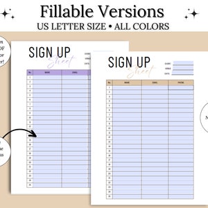 Simple Minimalist Sign up Sheet Bundle, Sign up Sheet Template, Potluck ...