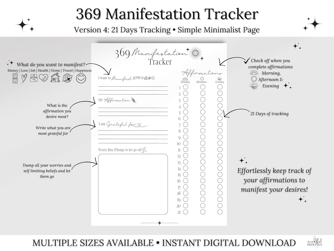 369 Manifestation Journal, Printable Manifestation Kit, 369 Method ...