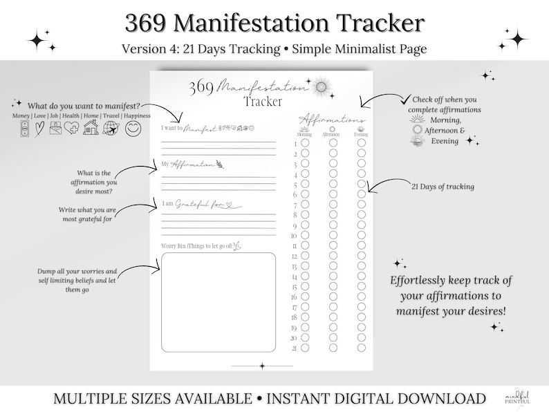 369 Manifestation Journal, Printable Manifestation Kit, 369 Method ...