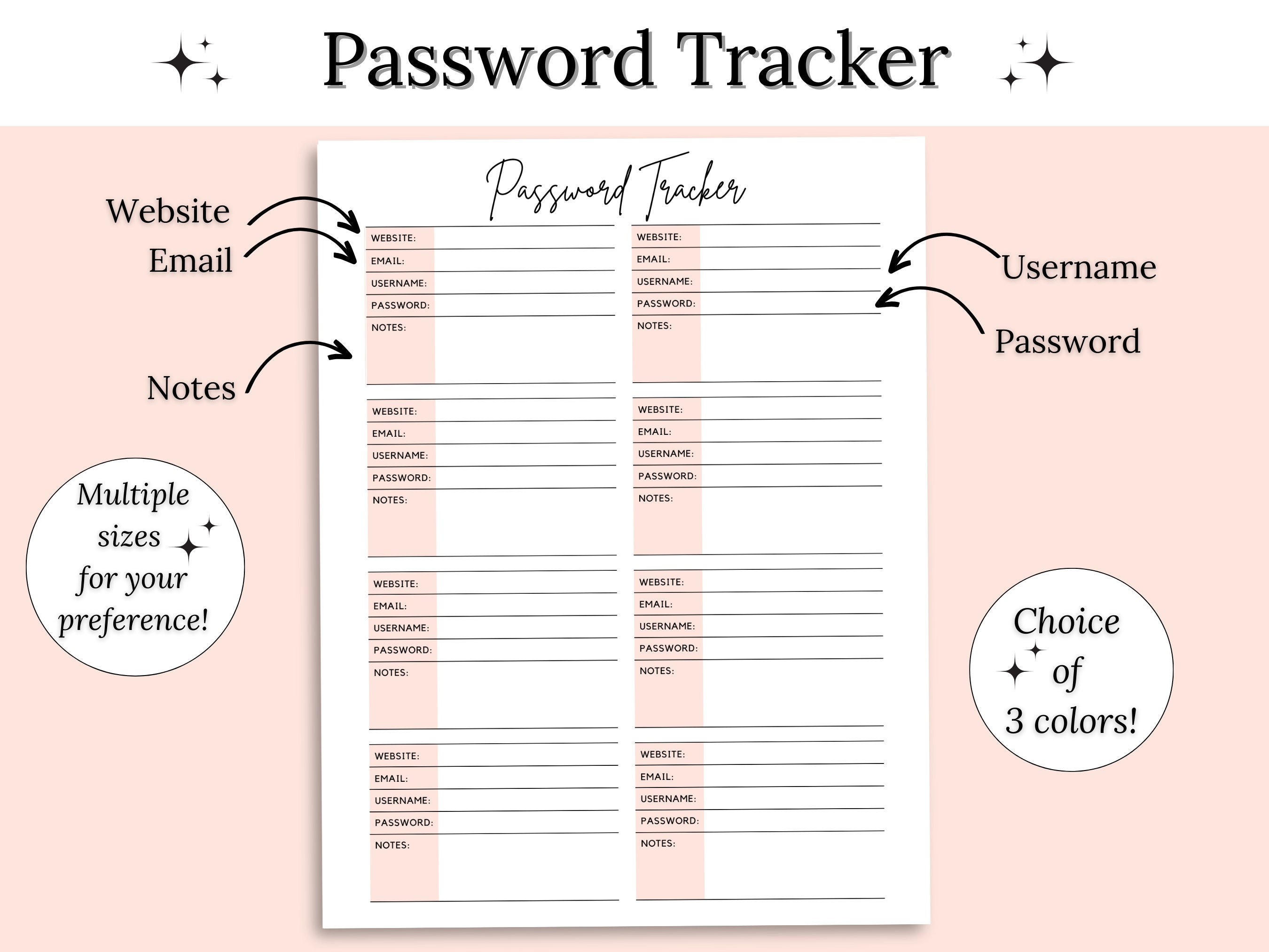 Password Tracker Bundle, Password Book, Password Journal, Website ...