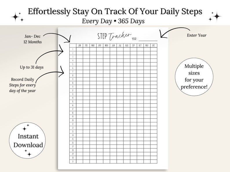 Step Tracker Printable PDF, Walking Challenge, Workout, Exercise ...