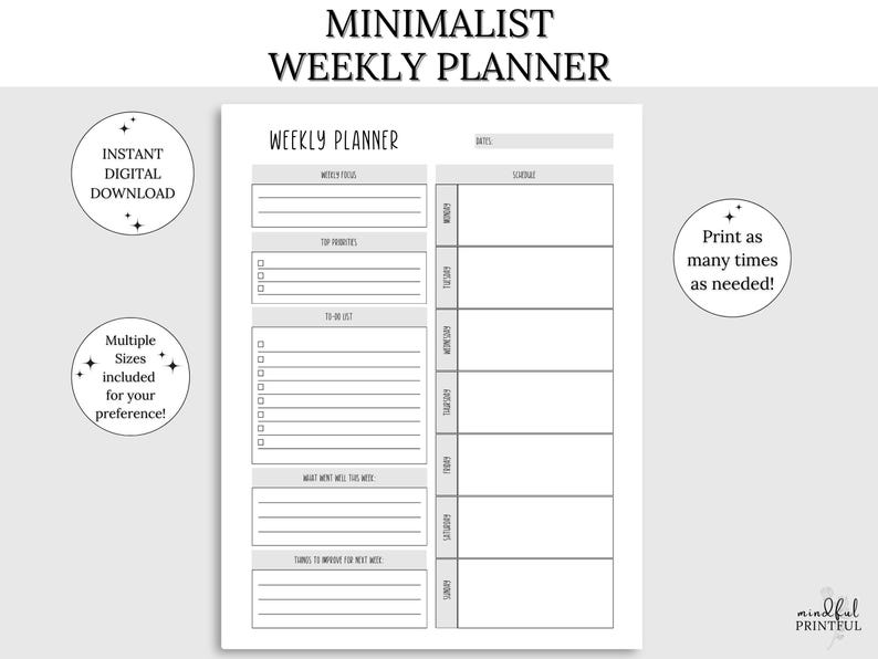 ADHD Planner Printable Bundle Daily Planner Weekly Monthly Yearly ...