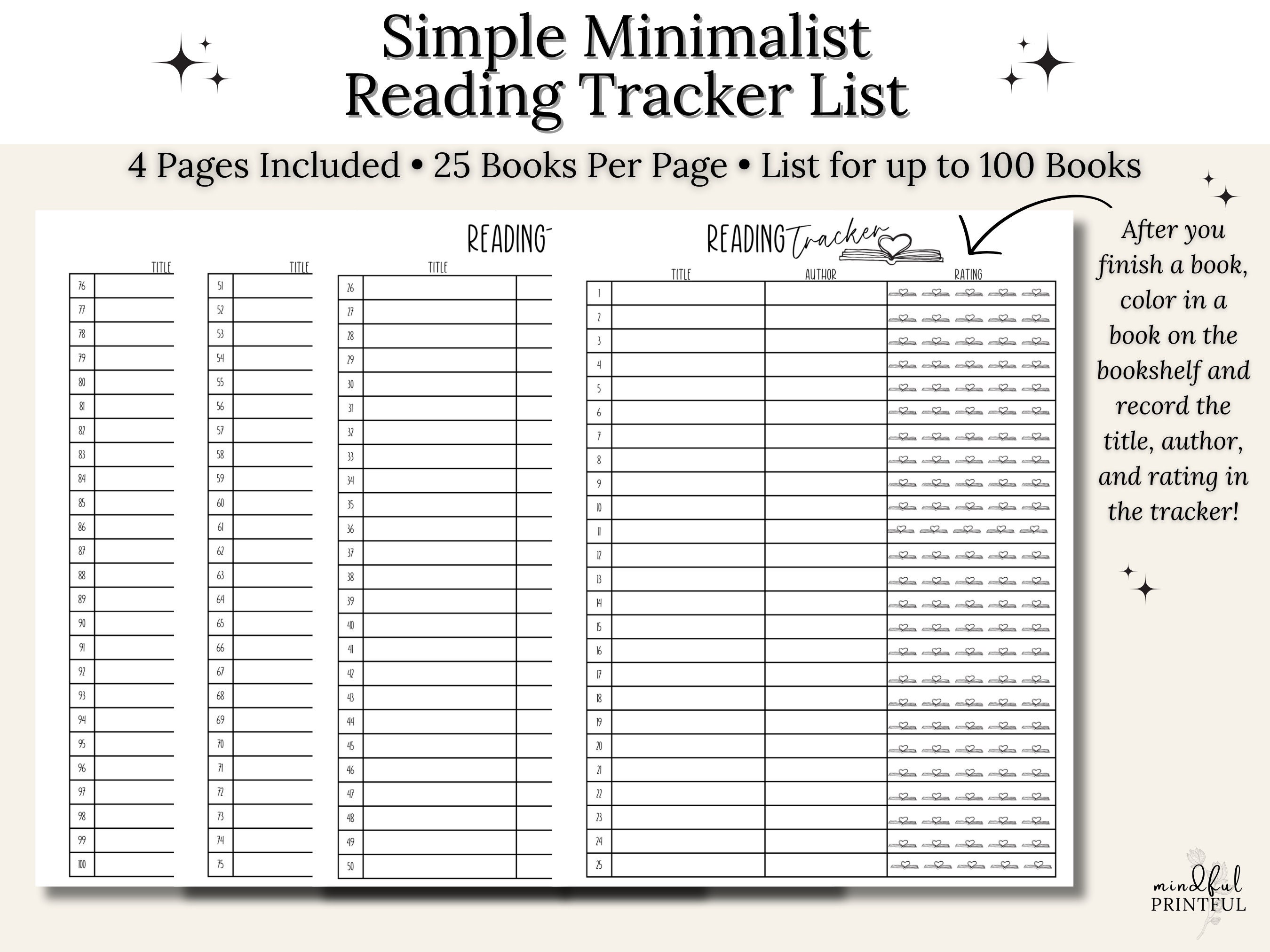 Bookshelf Reading Tracker Printable, Reading Log, Books Read Printable ...