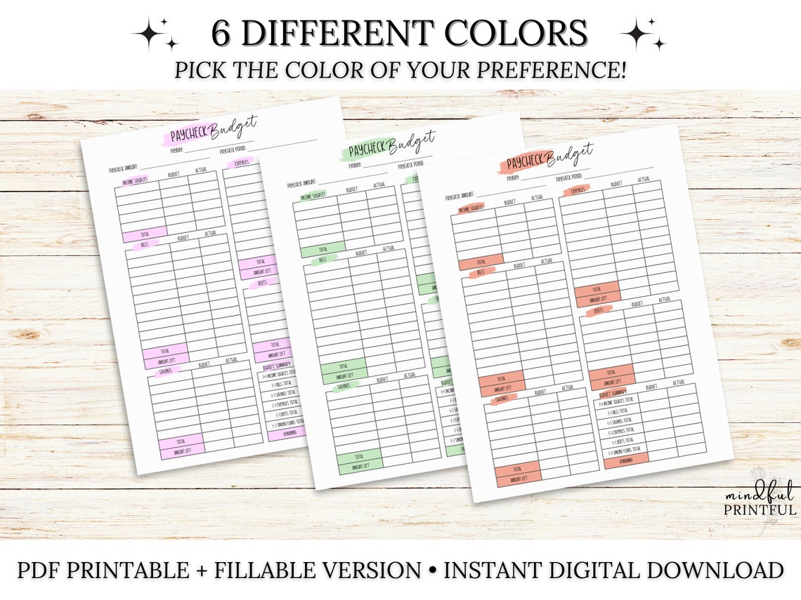 Paycheck Budget Planner Printable, Budget Templates, Budget Planner ...