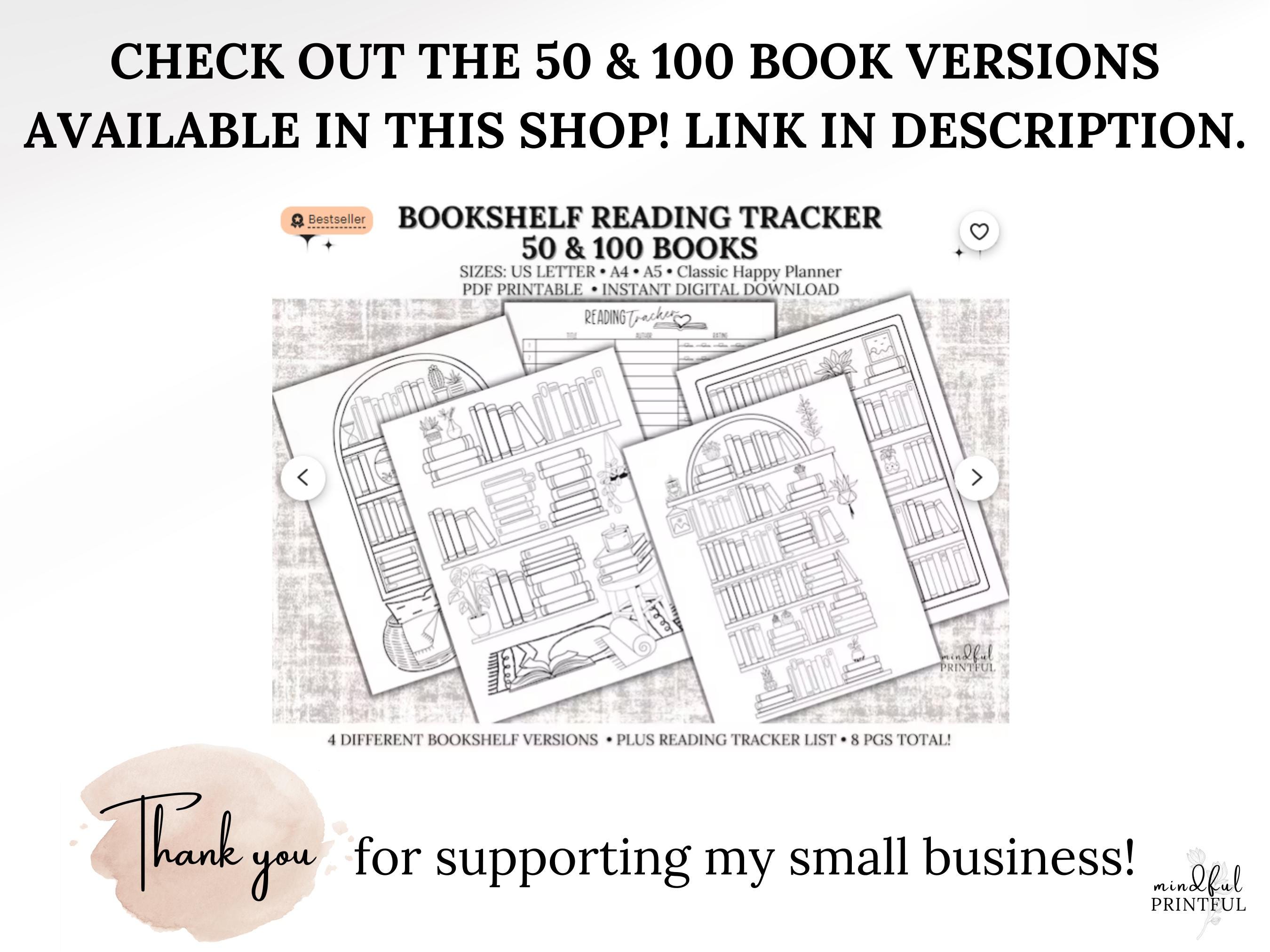 Bookshelf Reading Tracker Printable, Reading Log, Books Read Printable ...