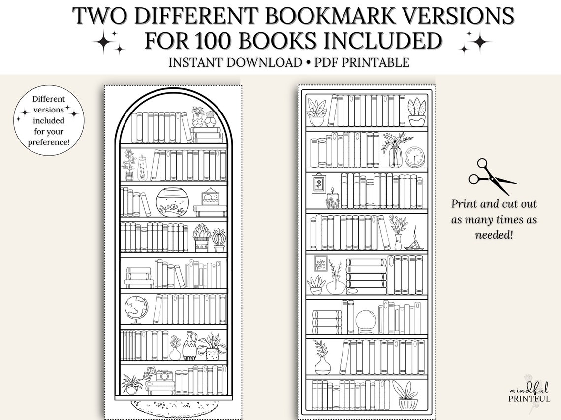 Bookshelf Bookmark, Printable Bookmarks, Reading Tracker List, Reading ...
