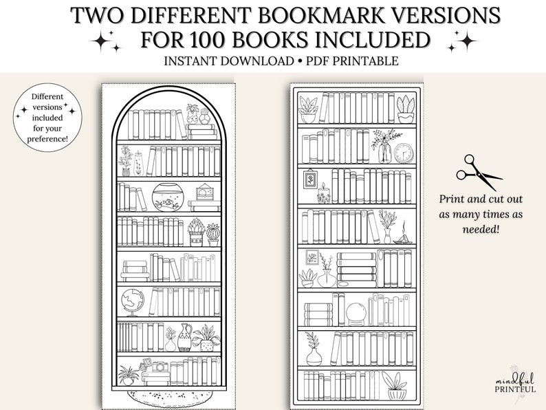 Bookshelf Bookmark, Printable Bookmarks, Reading Tracker List, Reading ...