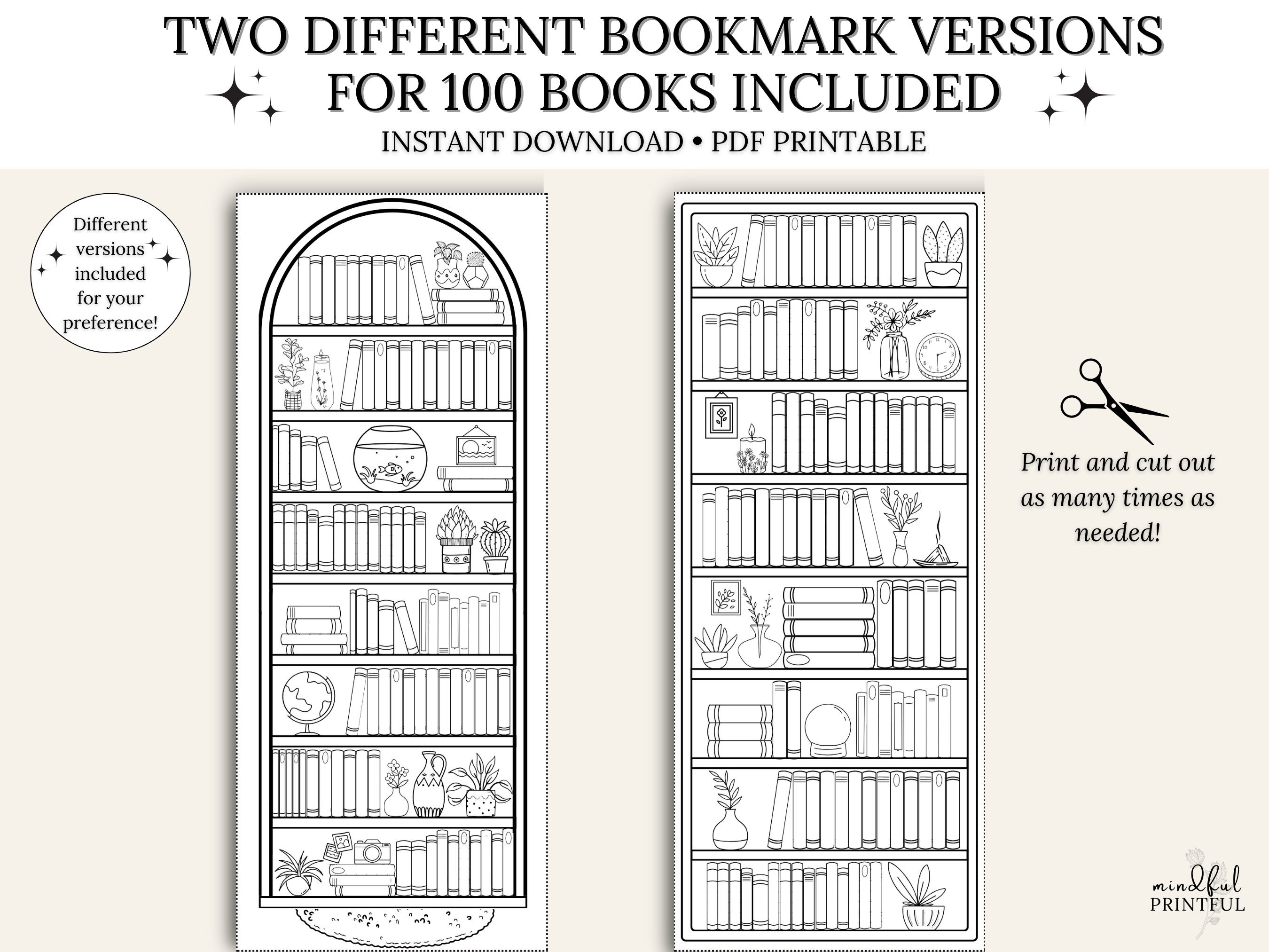 Bookshelf Bookmark, Printable Bookmarks, Reading Tracker List, Reading ...