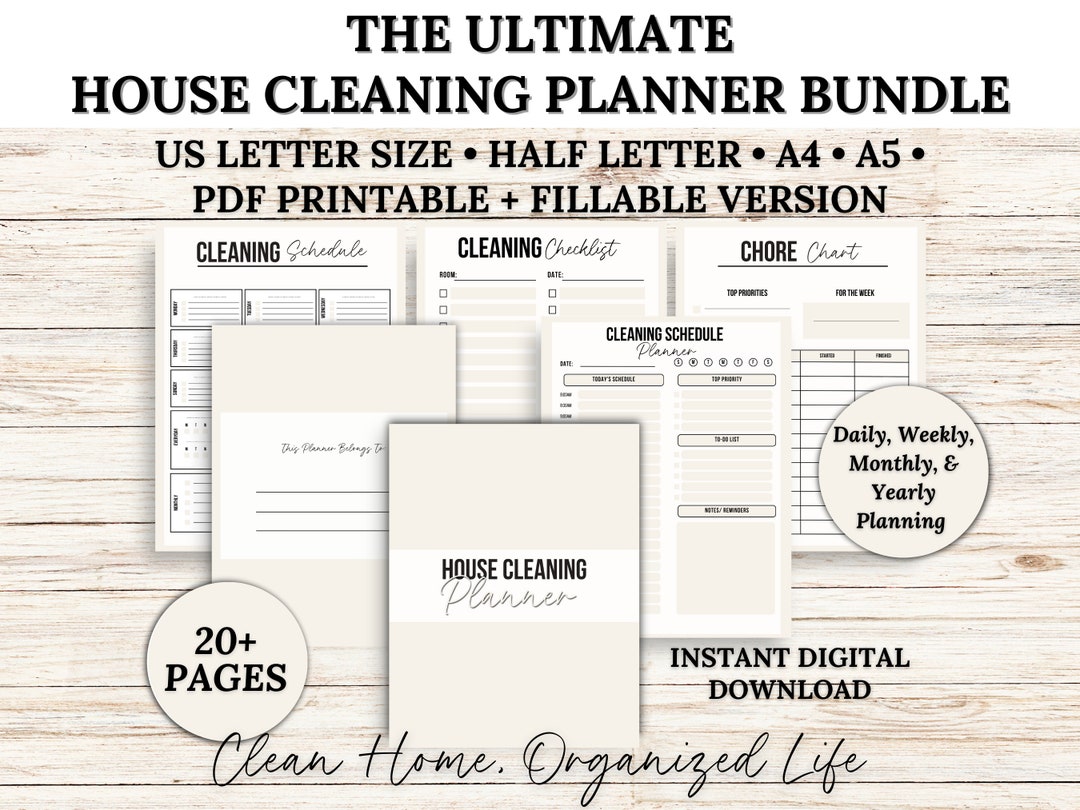 House Cleaning Planner Printable Bundle, Cleaning Checklist, Declutter ...