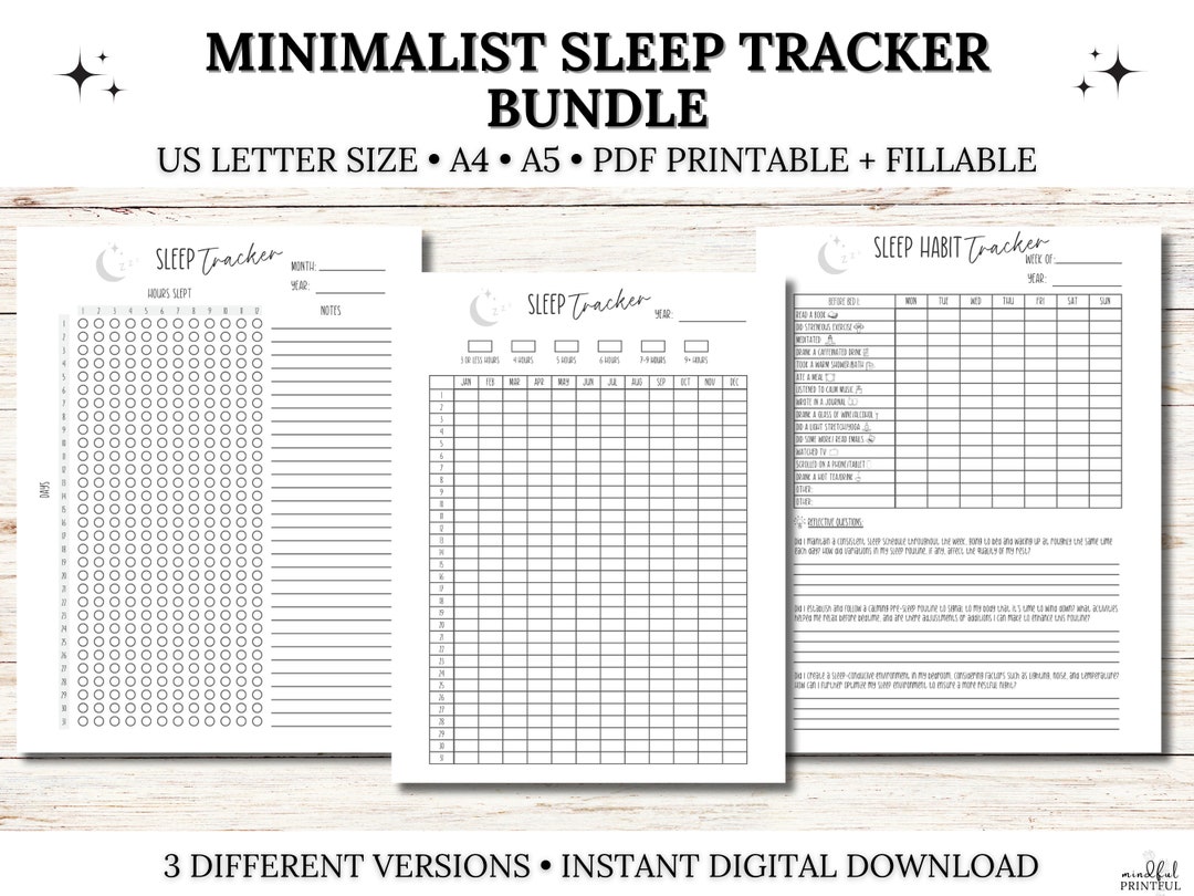 Sleep Tracker Printable, Sleep Log, Sleep Habit Tracker, Sleep Journal ...