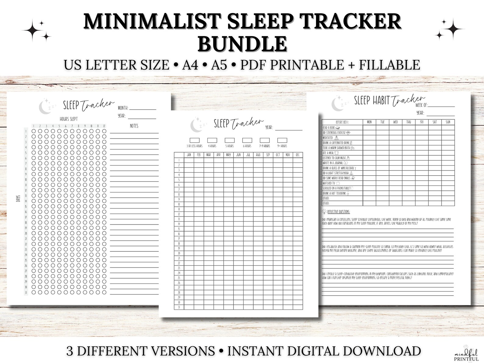 Sleep Tracker Printable, Sleep Log, Sleep Habit Tracker, Sleep Journal ...