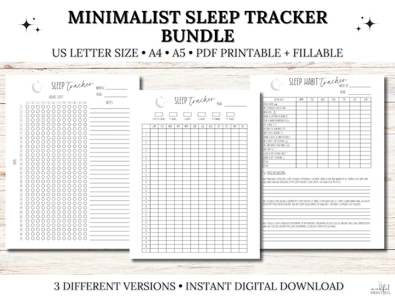 Sleep Tracker Printable, Sleep Log, Sleep Habit Tracker, Sleep Journal ...