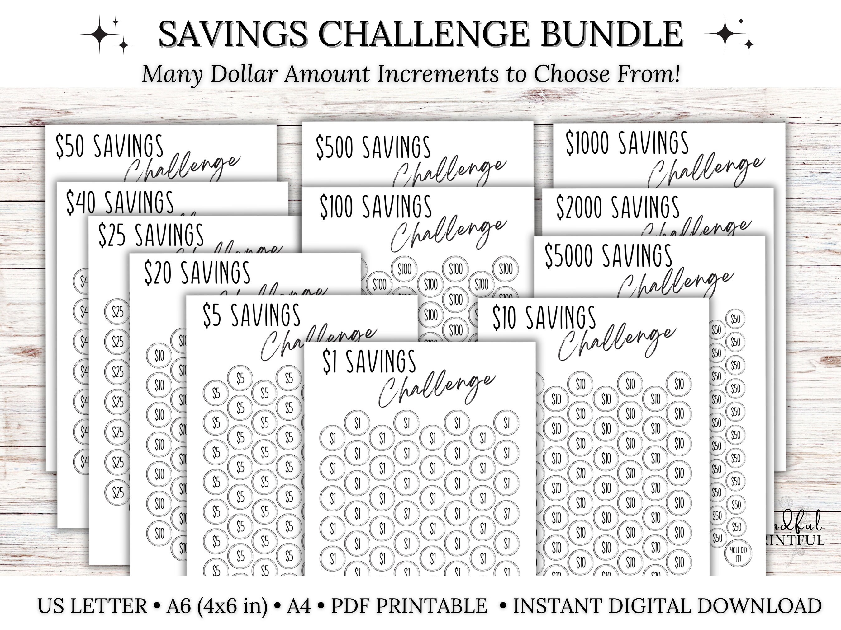 Savings Challenge Printable Bundle, Saving Tracker Bundle, Savings Fund ...