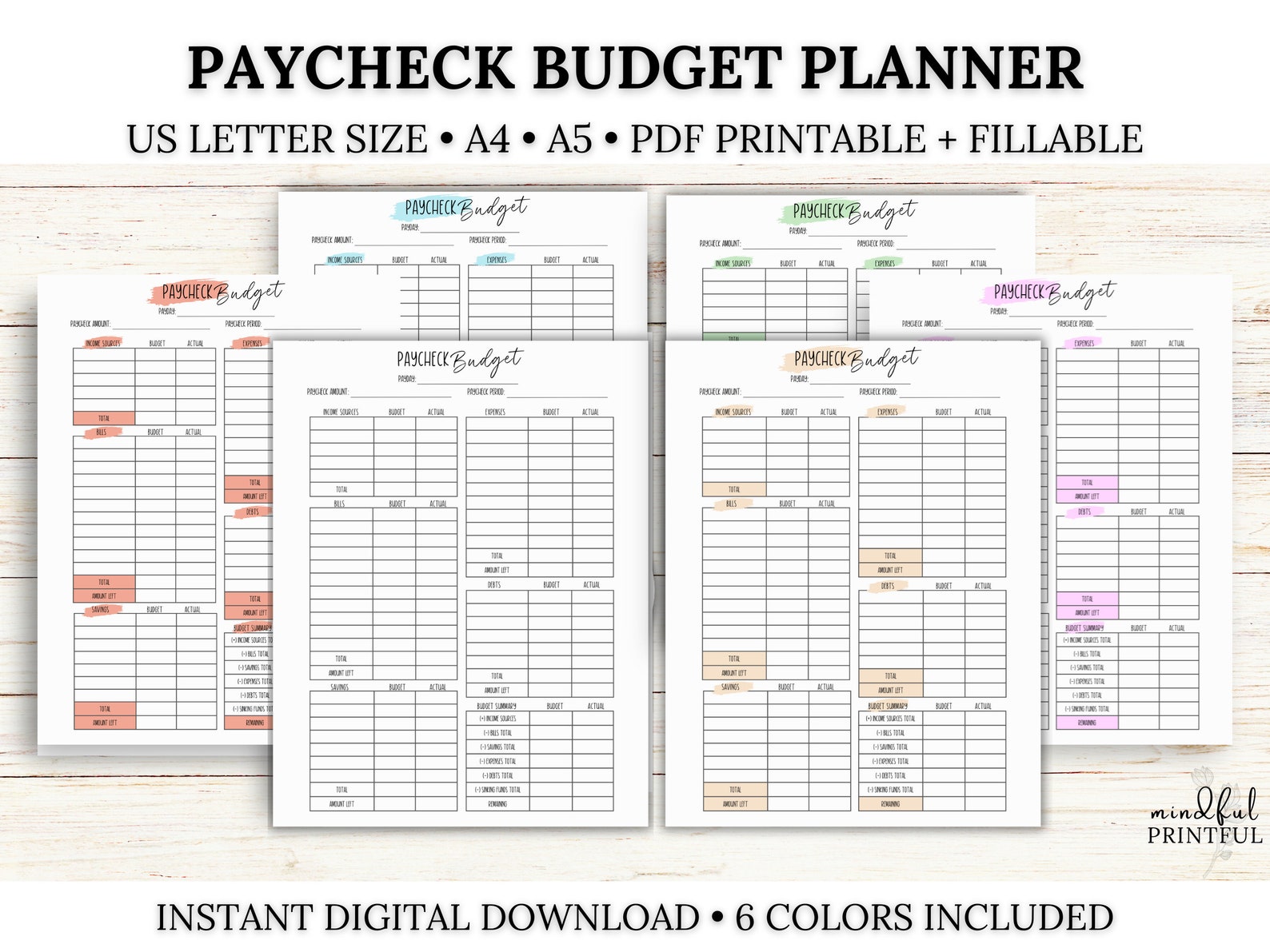 Paycheck Budget Planner Printable, Budget Templates, Budget Planner ...