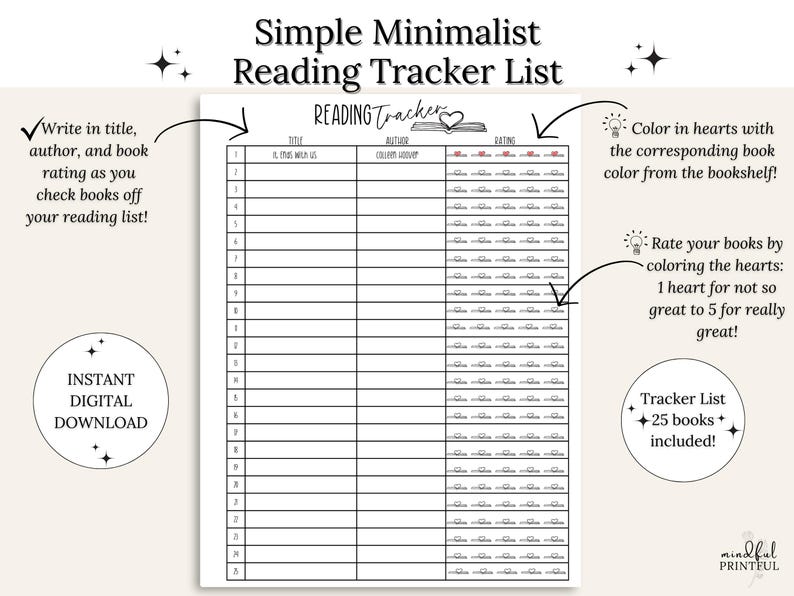 Bookshelf Reading Tracker Printable, Reading Log, Books Read Printable ...