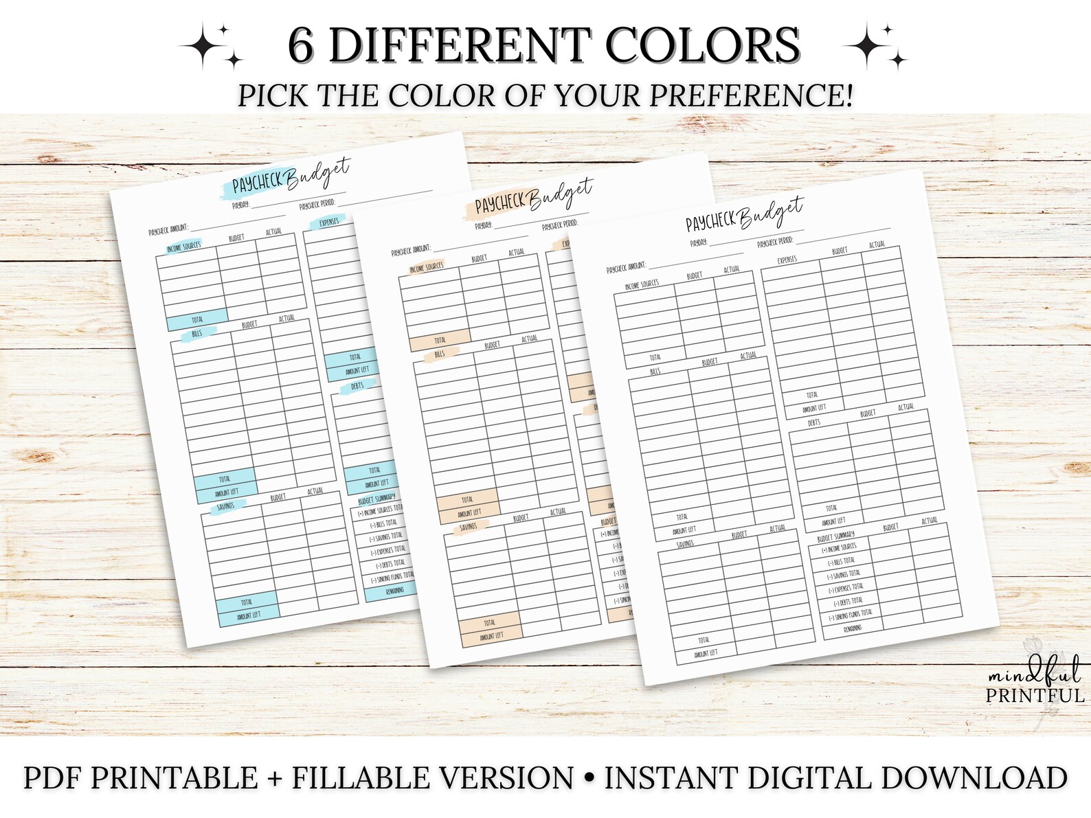 Paycheck Budget Planner Printable, Budget Templates, Budget Planner ...