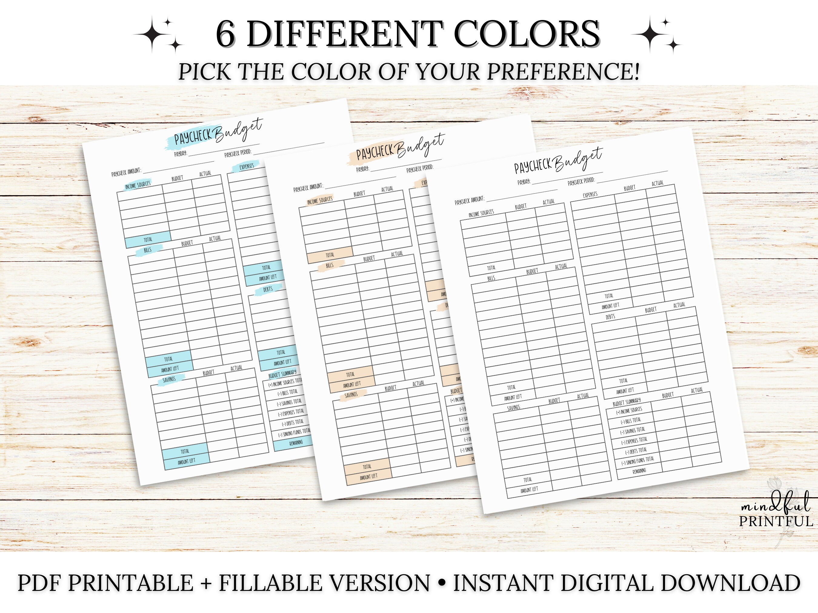 Paycheck Budget Planner Printable, Budget Templates, Budget Planner ...