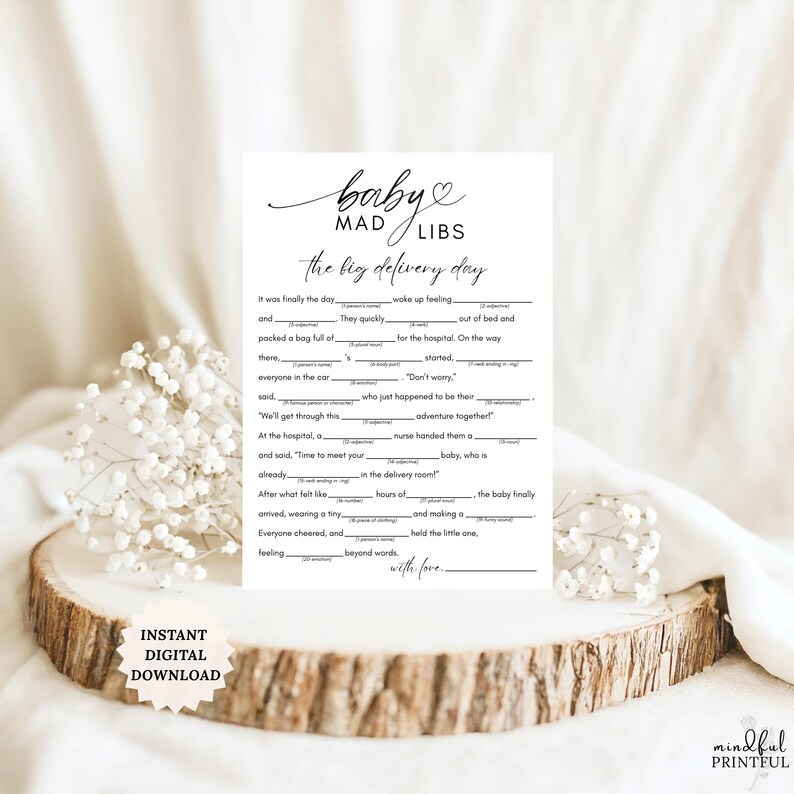 Baby Shower Mad Libs Game Printable Funny Baby Shower Games Gender ...