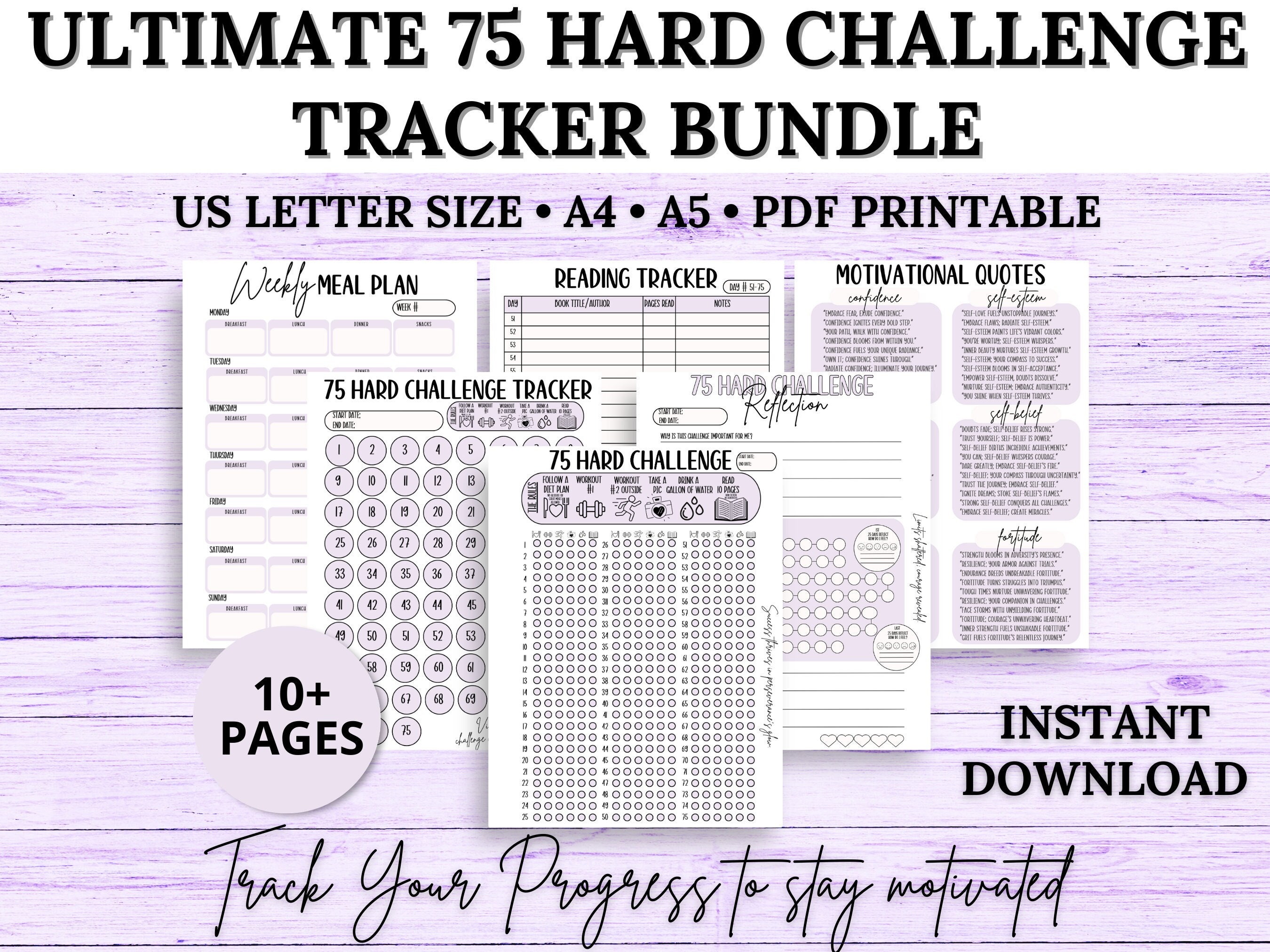 Ultimate 75 HARD Challenge Tracker Bundle 75 Day Challenge - Etsy