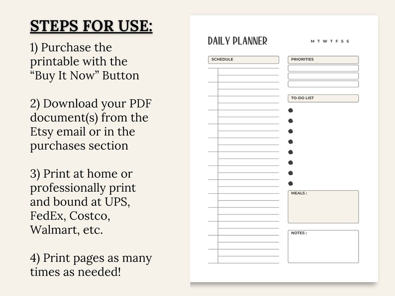 Neutral Minimalist Daily, Weekly & Monthly Planner Set + Weekly Meal ...
