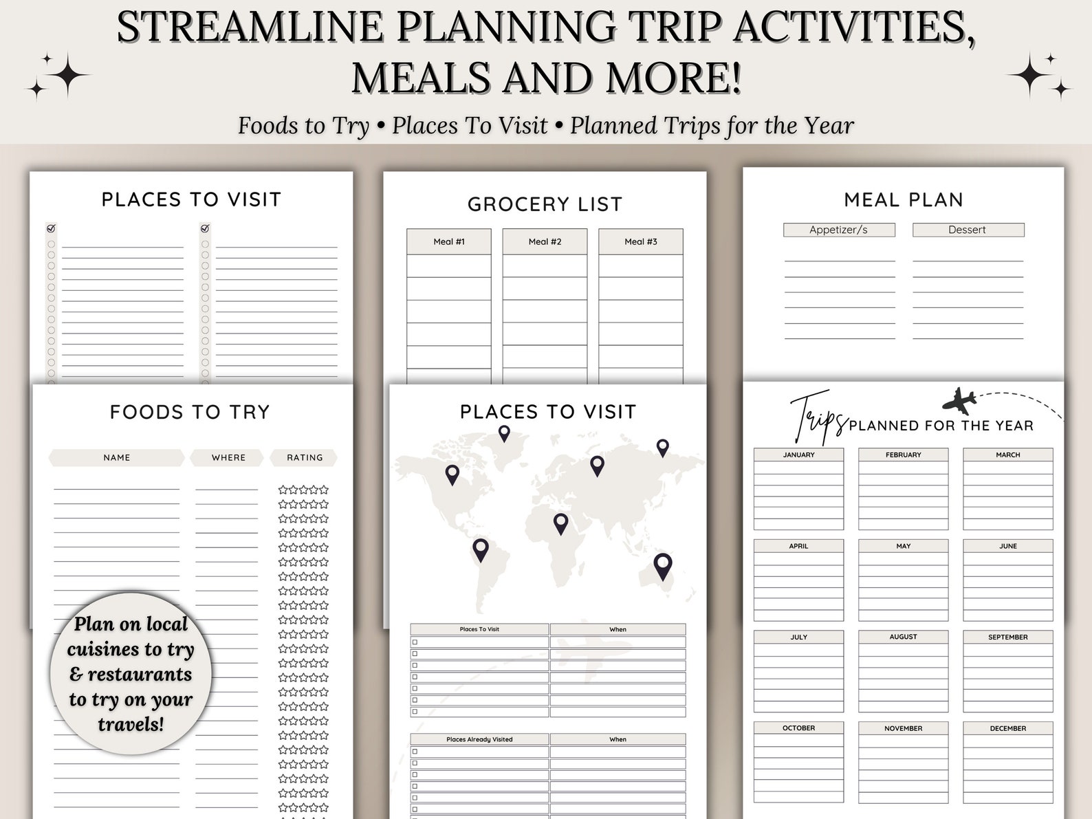 Travel Planner Printable Bundle, Trip Planner, Itinerary Template, Trip ...