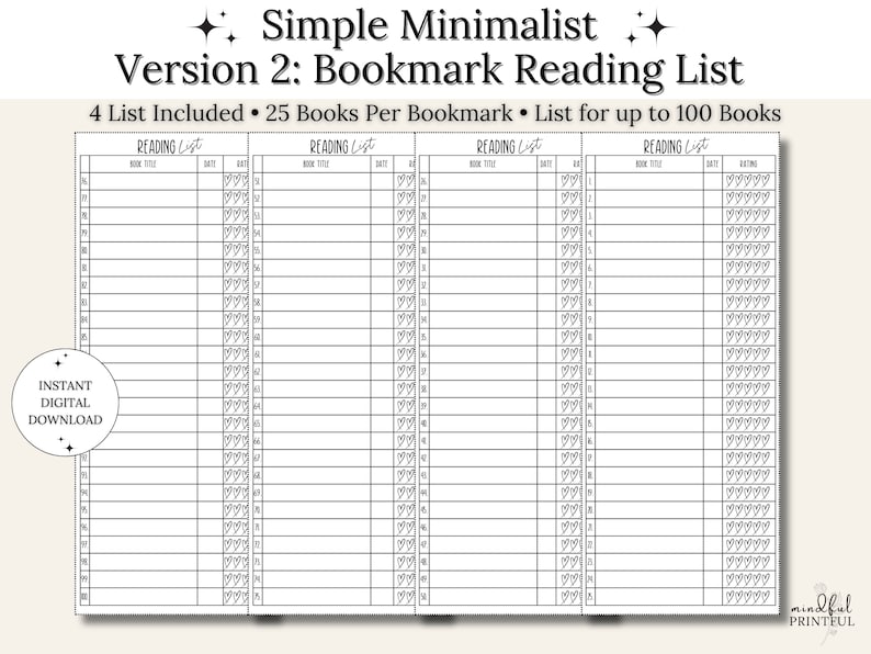 Bookshelf Bookmark, Printable Bookmarks, Reading Tracker List, Reading ...