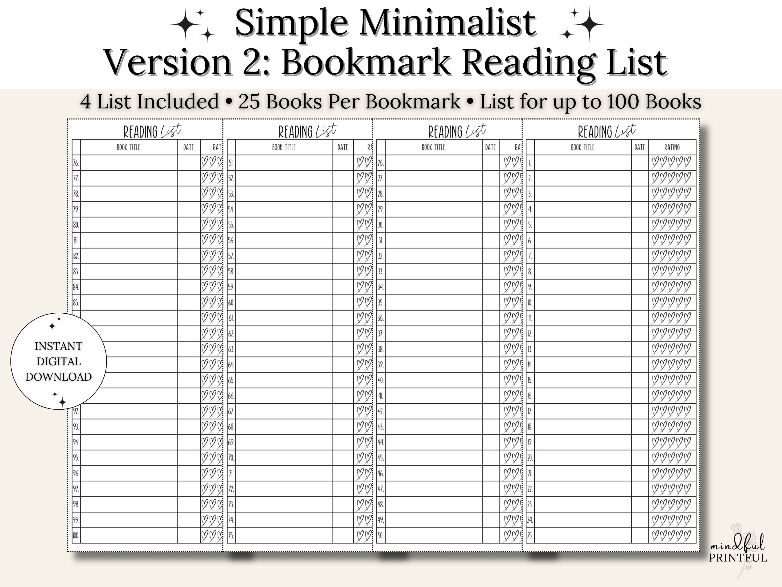 Bookshelf Bookmark, Printable Bookmarks, Reading Tracker List, Reading ...
