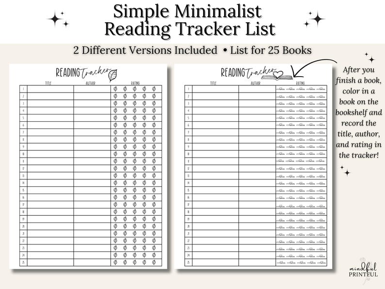 Bookshelf Reading Tracker Printable, Reading Log, Books Read Printable ...