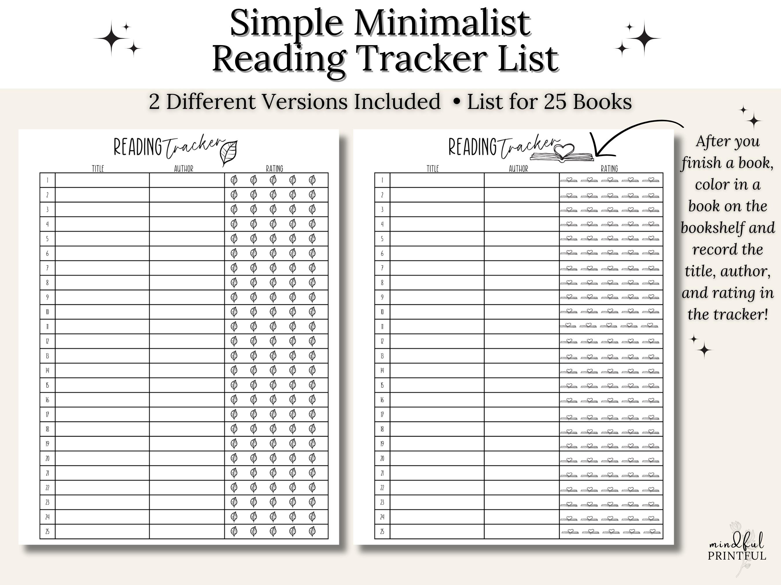 Bookshelf Reading Tracker Printable, Reading Log, Books Read Printable ...