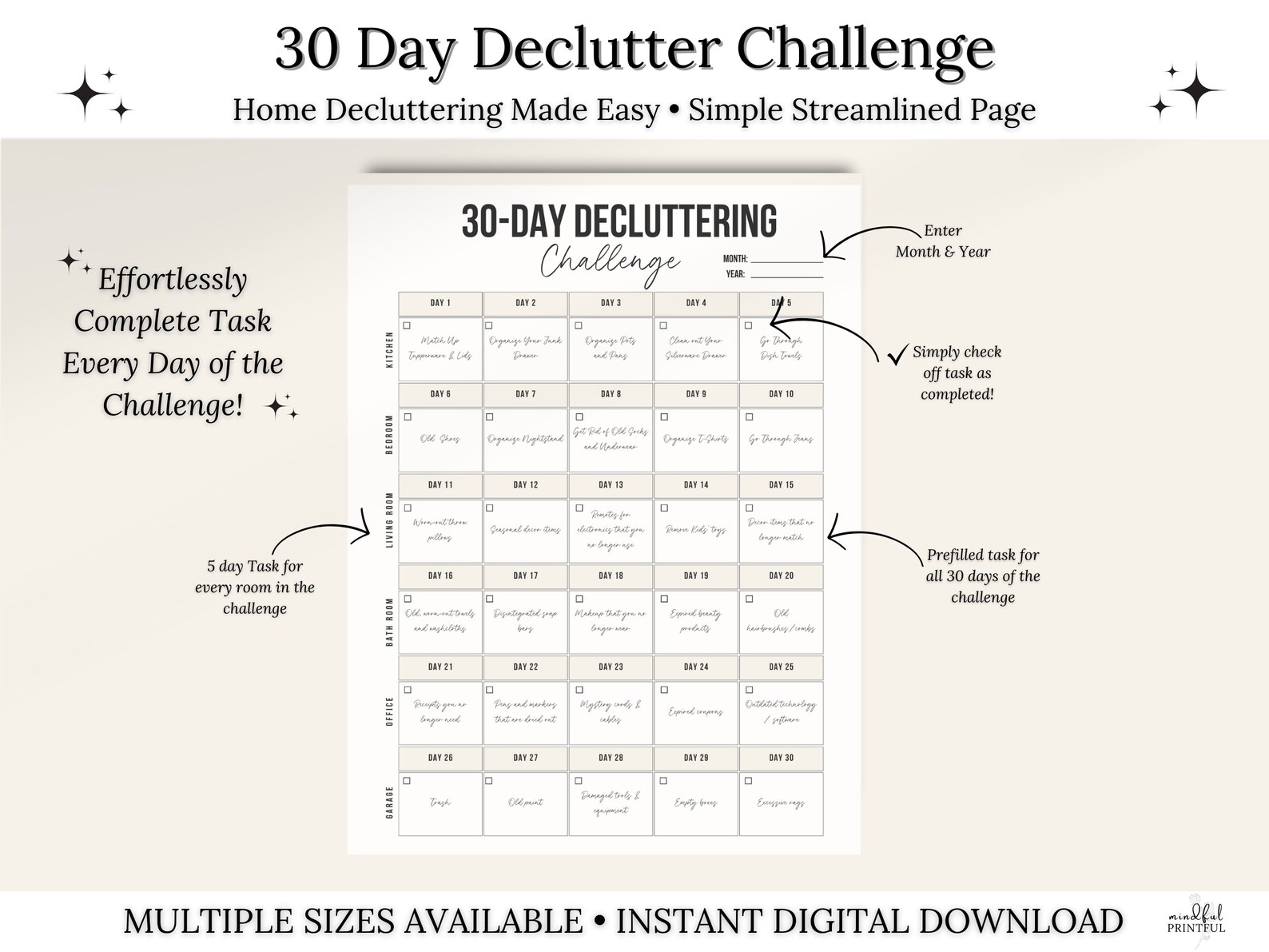 30 Day Declutter Challenge With Declutter Checklist Printable ...