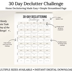 30 Day Declutter Challenge With Declutter Checklist Printable ...