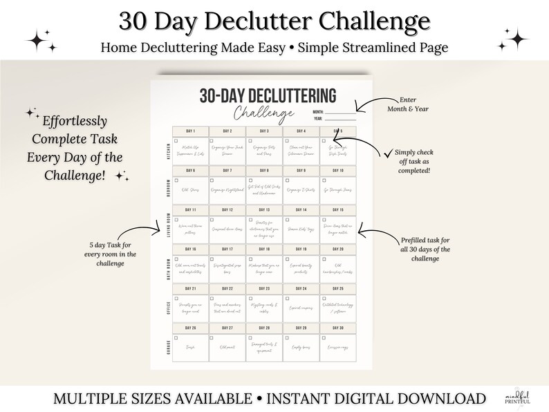 30 Day Declutter Challenge With Declutter Checklist Printable ...