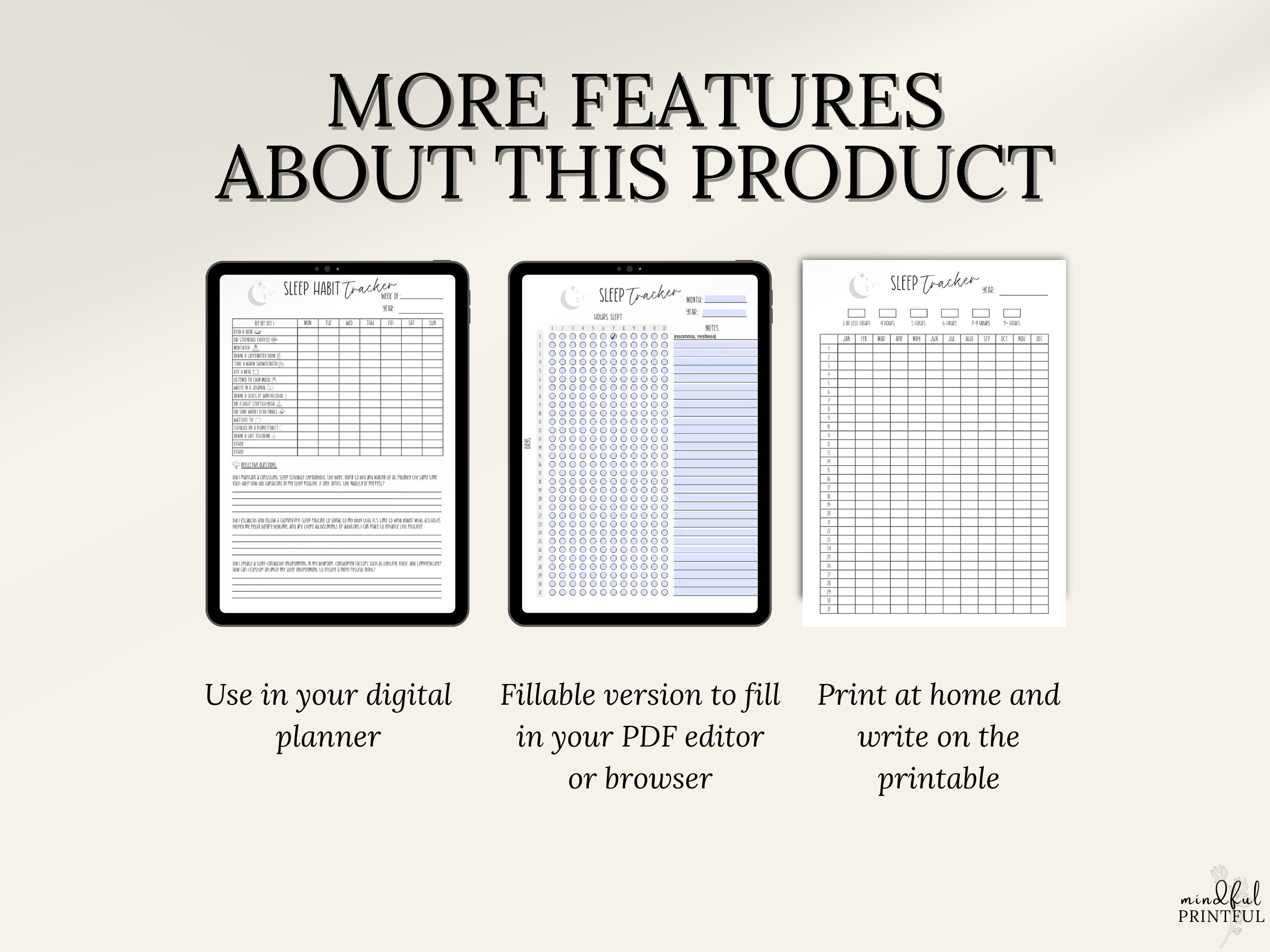 Sleep Tracker Printable, Sleep Log, Sleep Habit Tracker, Sleep Journal ...