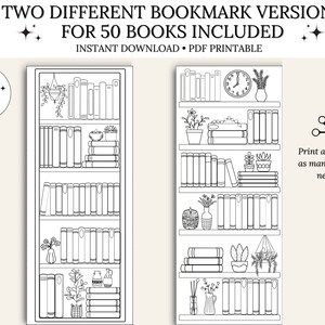Bookshelf Bookmark, Printable Bookmarks, Reading Tracker List, Reading ...