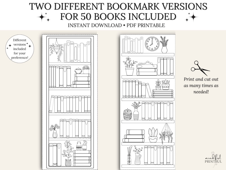 Bookshelf Bookmark, Printable Bookmarks, Reading Tracker List, Reading ...