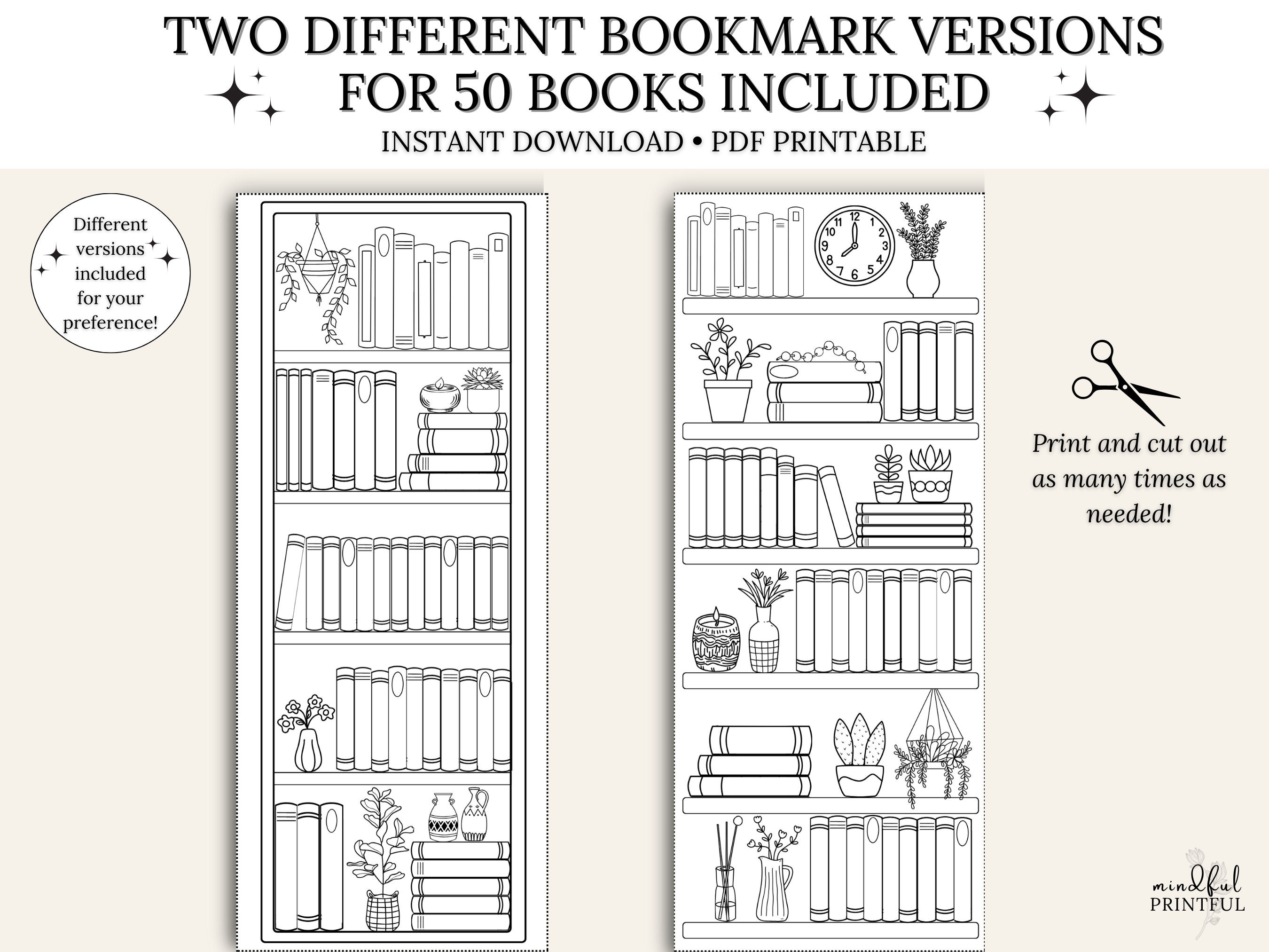 Bookshelf Bookmark, Printable Bookmarks, Reading Tracker List, Reading ...