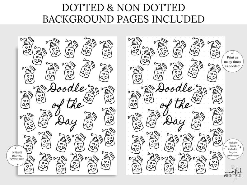 Doodle of the Day Printable Bundle 12 Monthly Doodle Pages Daily Doodle ...