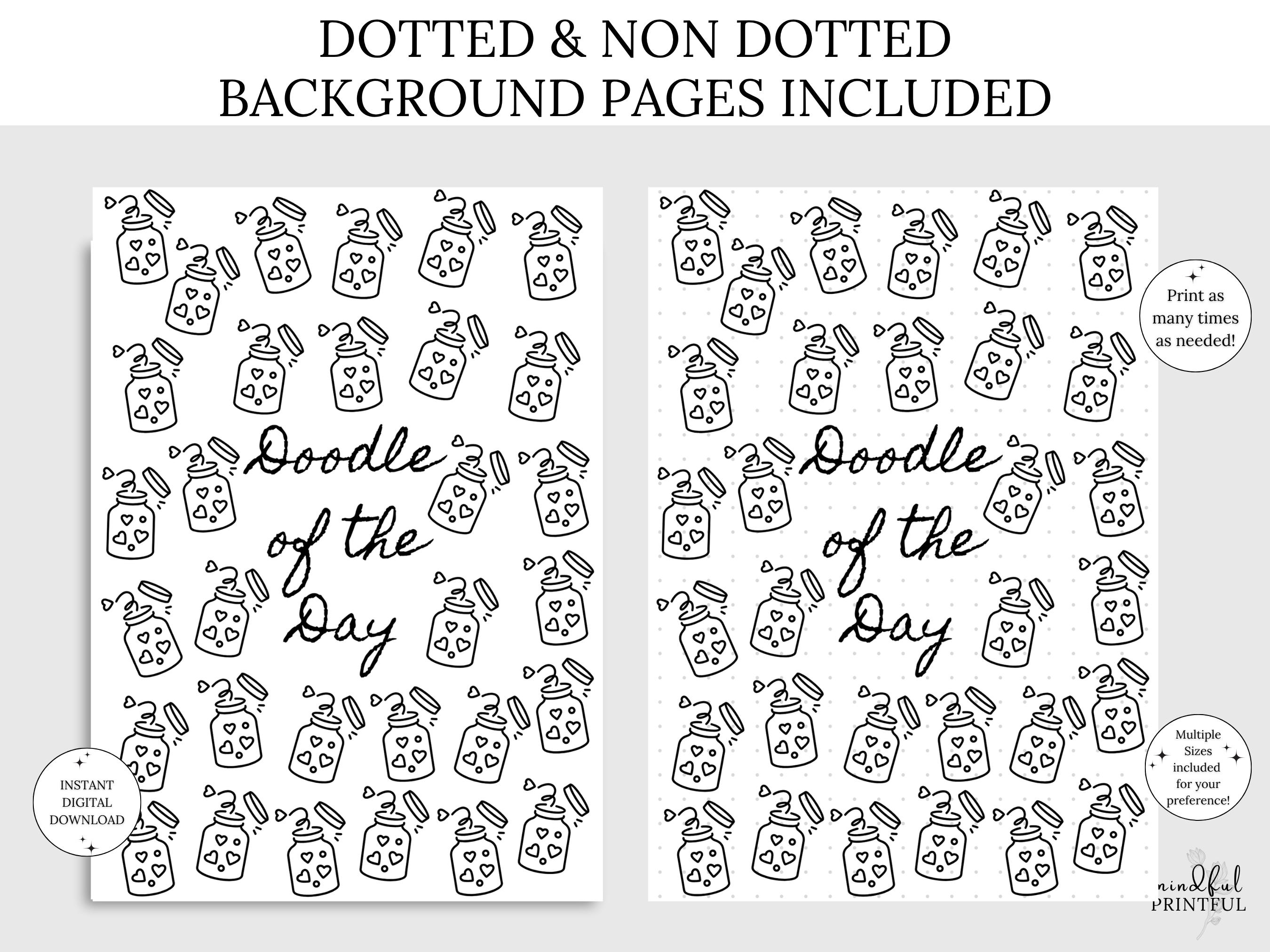 Doodle of the Day Printable Bundle 12 Monthly Doodle Pages Daily Doodle ...