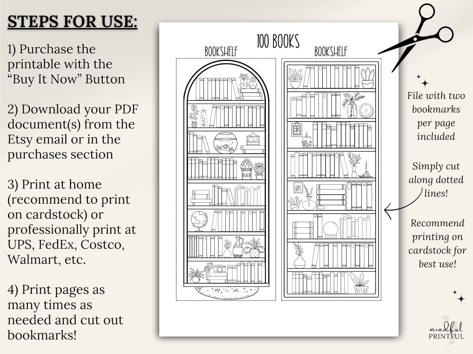 Bookshelf Bookmark, Printable Bookmarks, Reading Tracker List, Reading ...