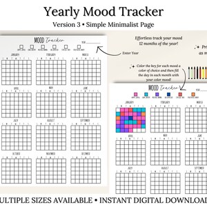 Mood Tracker Printable, Daily Mood Tracker, Monthly Mood Log, Mood ...