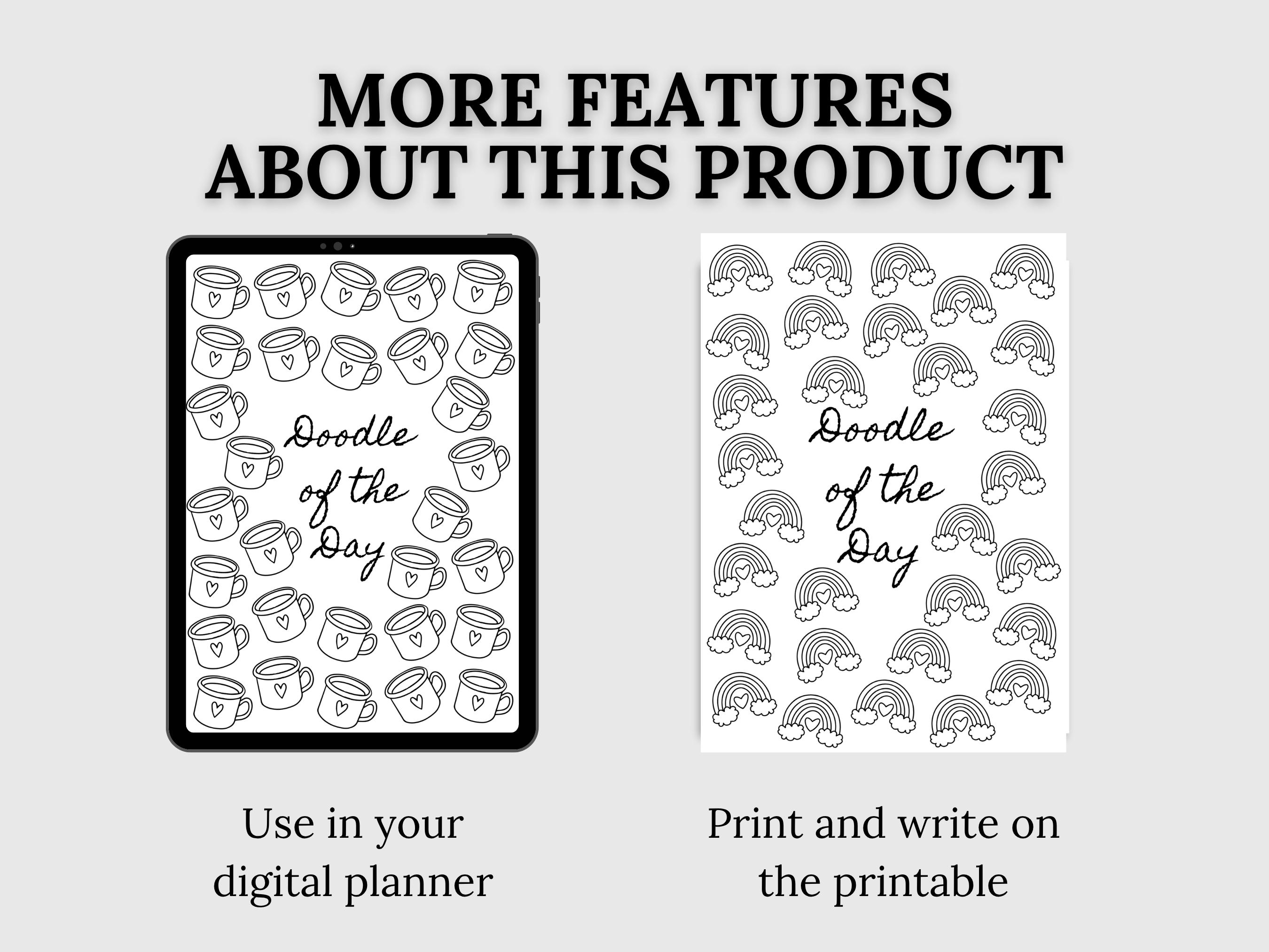 Doodle of the Day Printable Bundle 12 Monthly Doodle Pages Daily Doodle ...