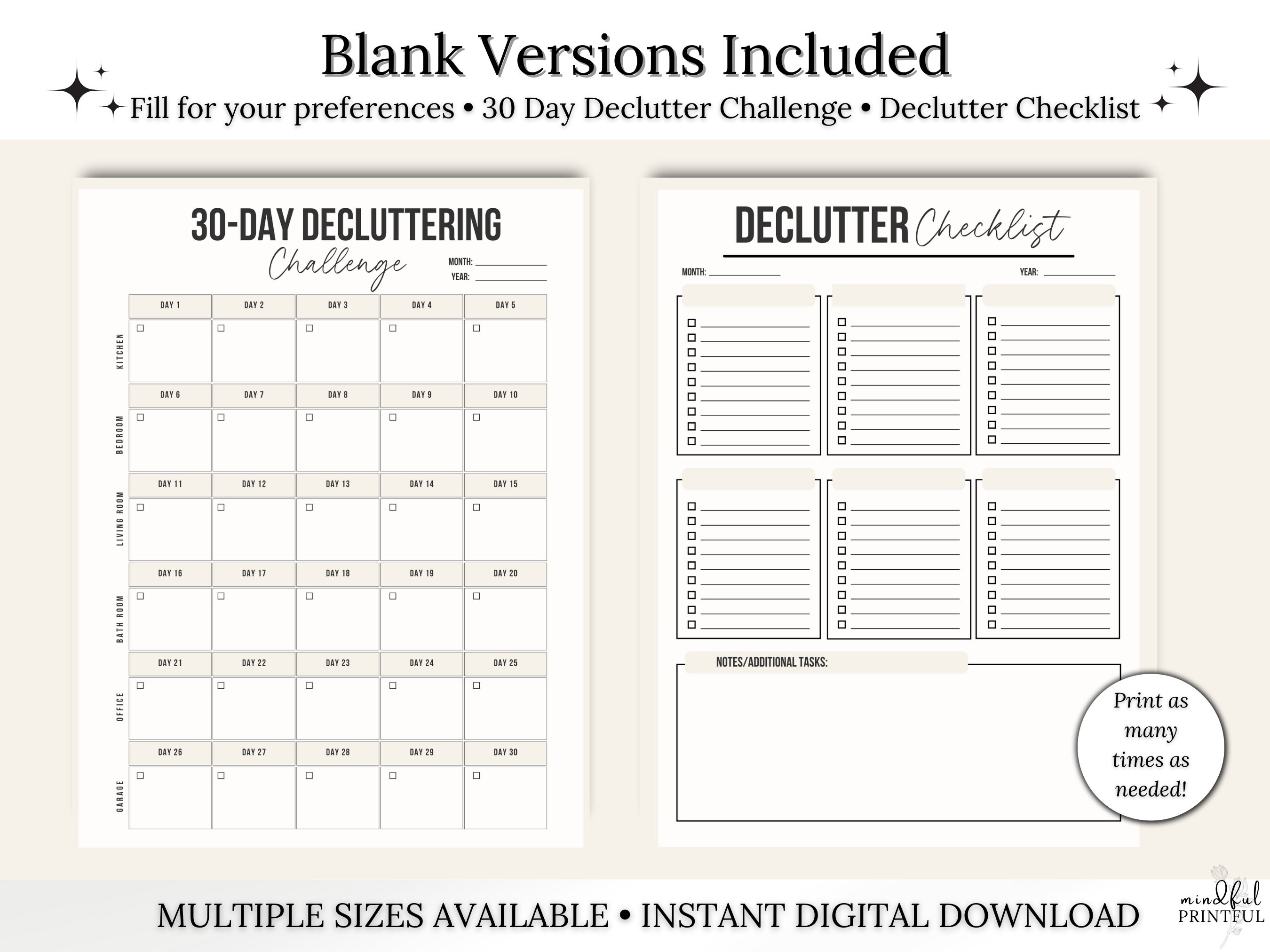 30 Day Declutter Challenge With Declutter Checklist Printable ...