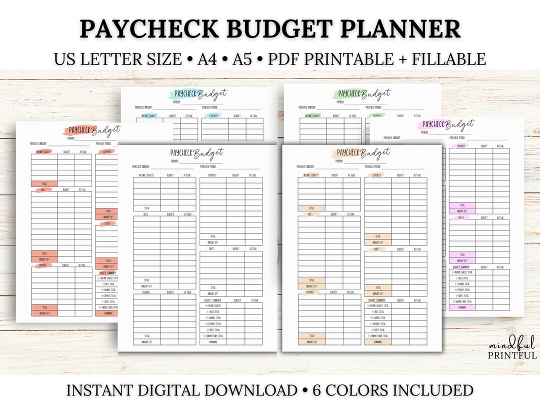 Paycheck Budget Planner Printable Budget Templates Budget - Etsy