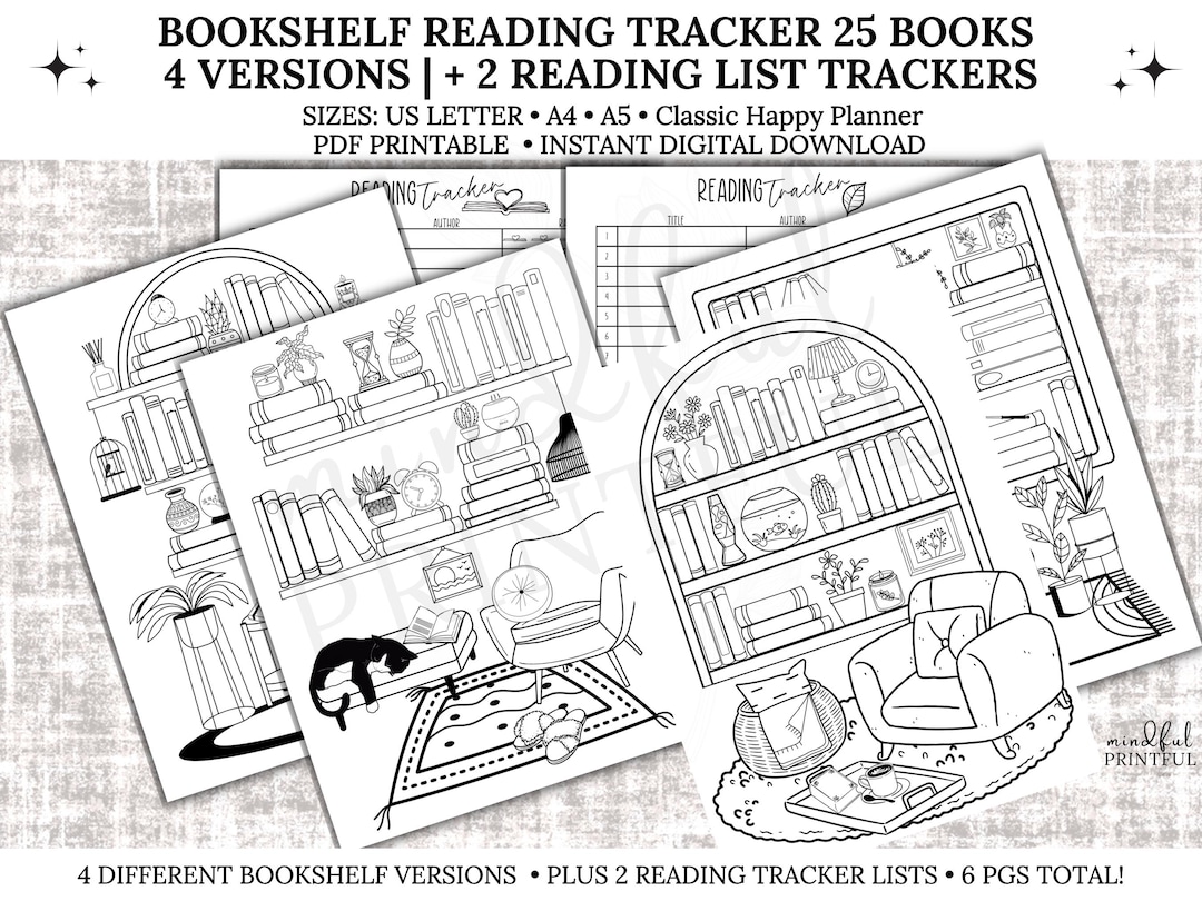 Bookshelf Reading Tracker Printable, Reading Log, Books Read Printable ...