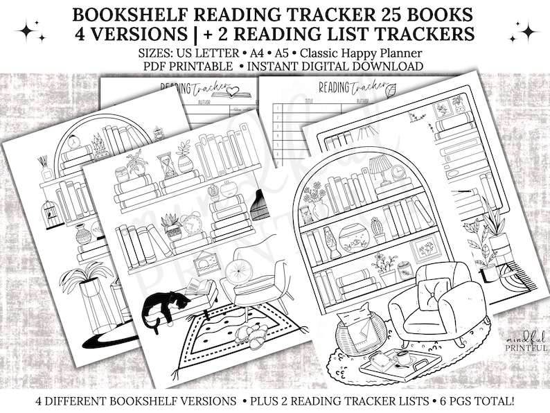 Bookshelf Reading Tracker Printable, Reading Log, Books Read Printable ...