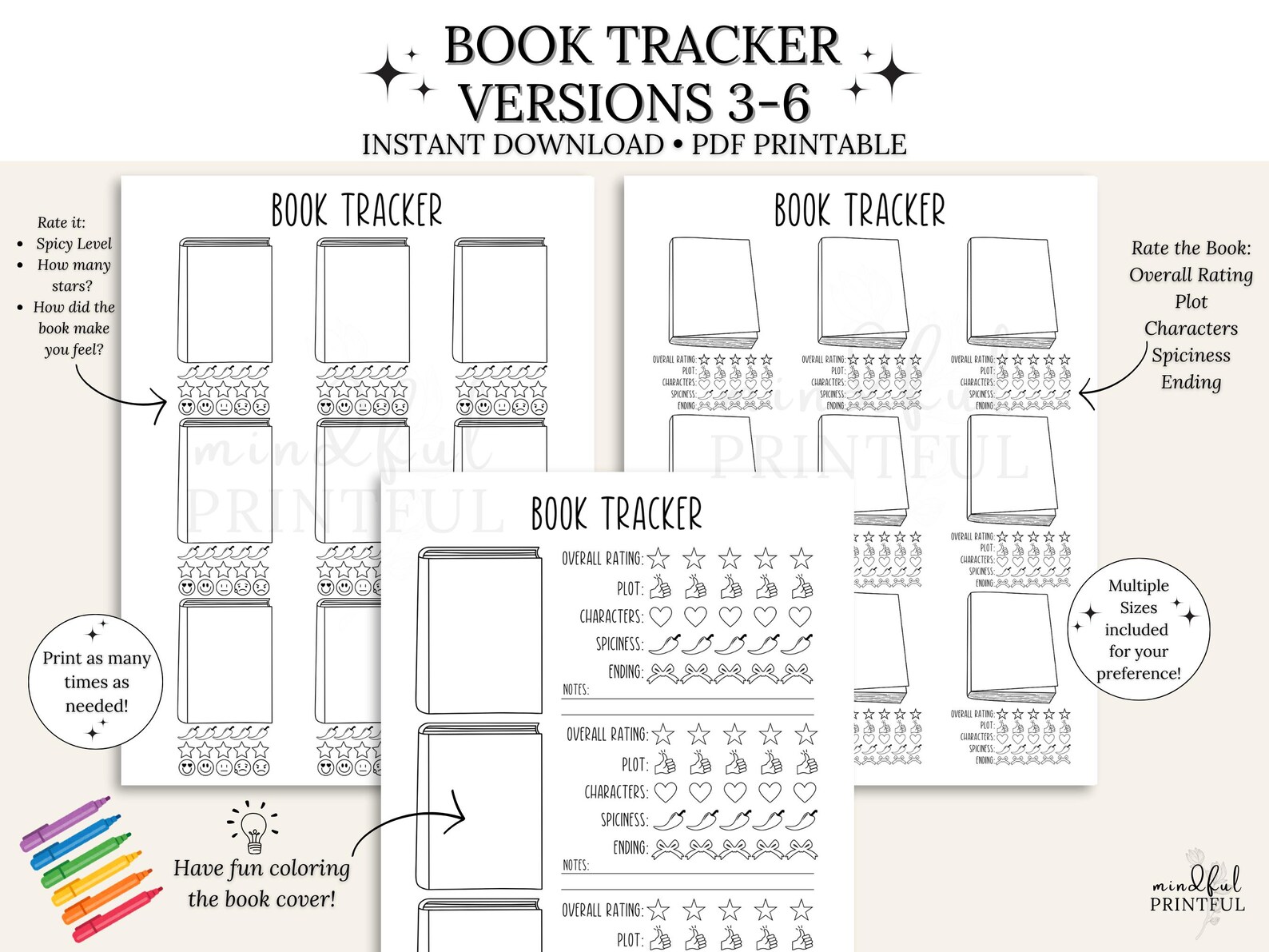 Book Tracker Printable Book Review Reading Tracker Book Log Reading ...