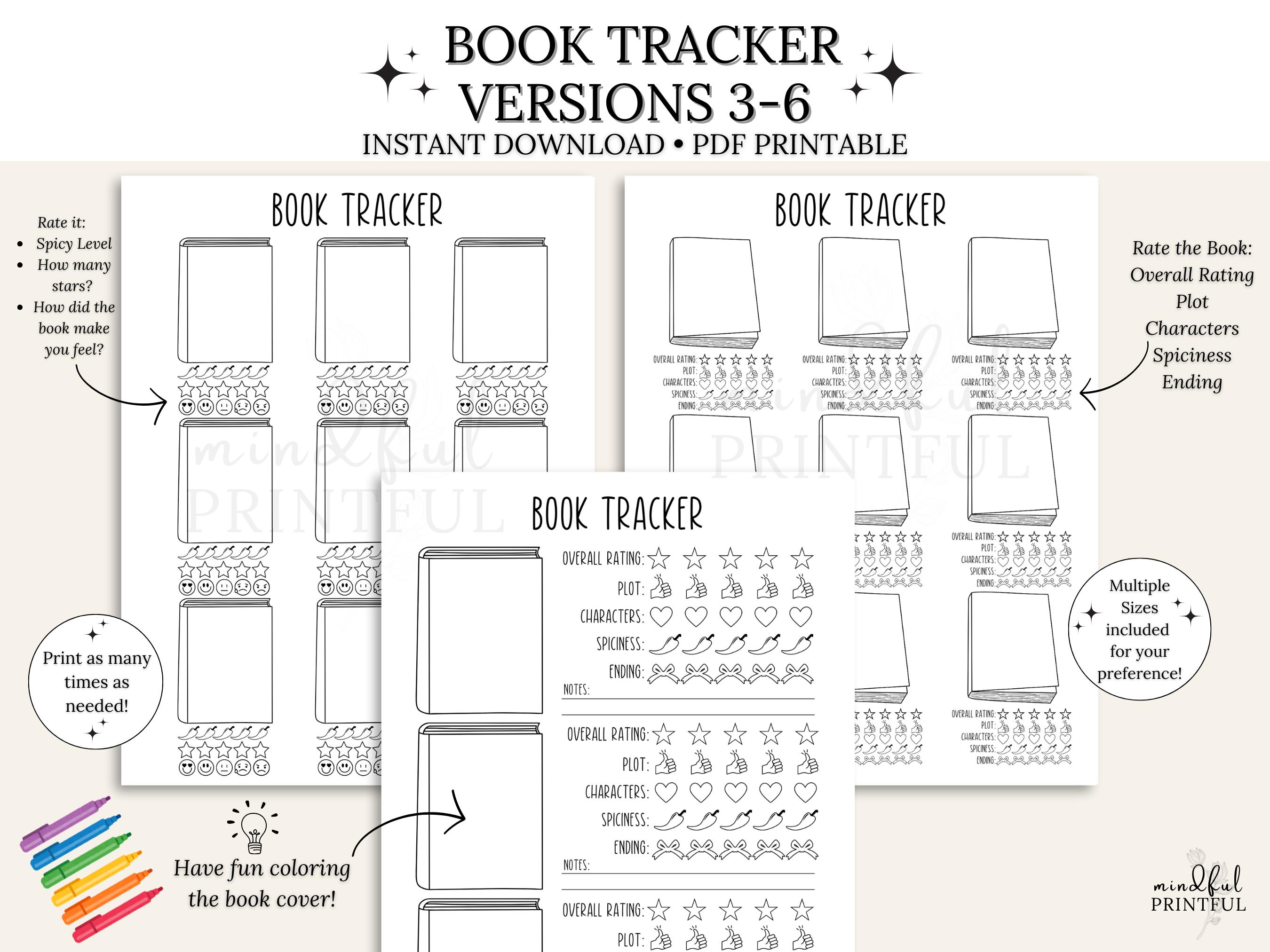 Book Tracker Printable Book Review Reading Tracker Book Log Reading ...