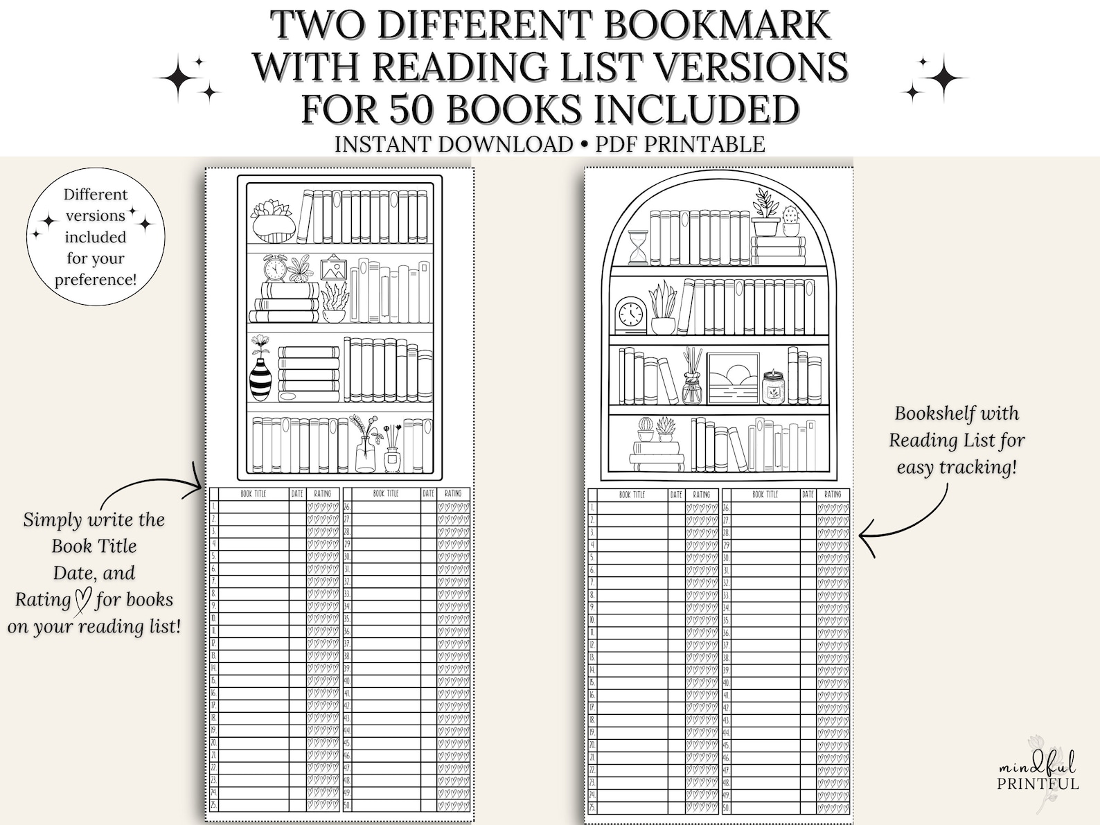Bookshelf Bookmark, Printable Bookmarks, Reading Tracker List, Reading ...