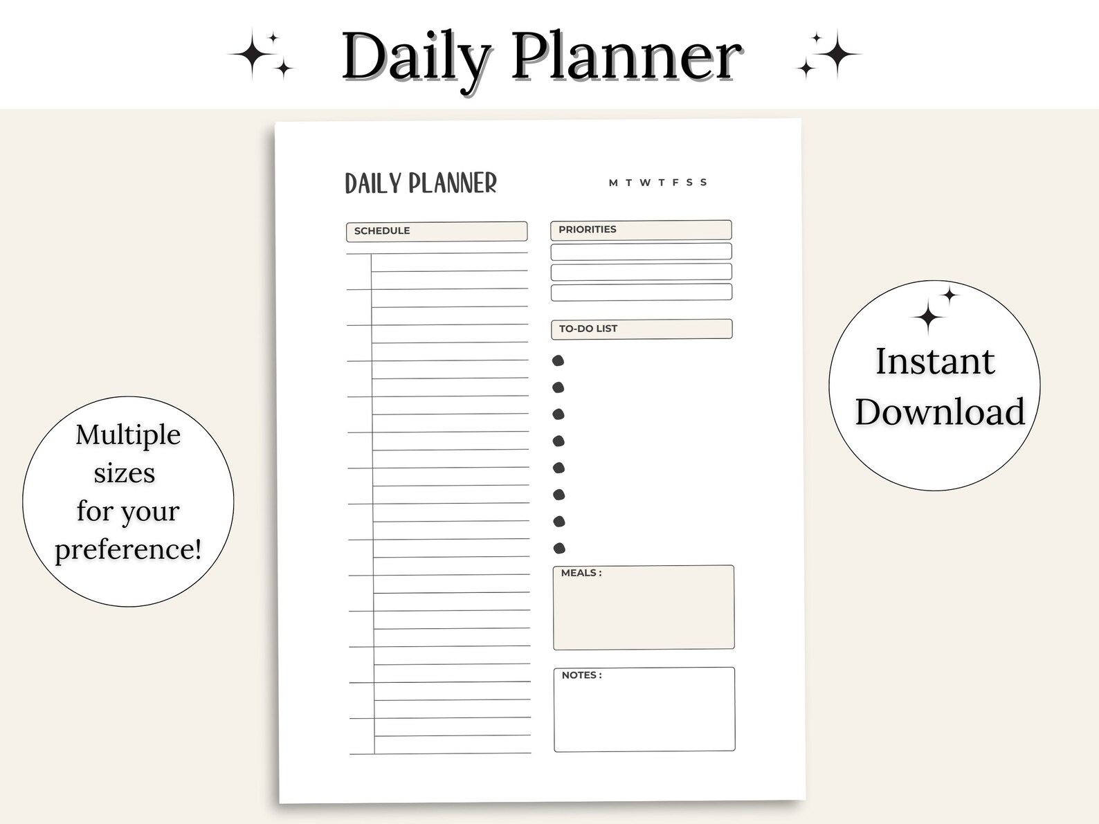 Neutral Minimalist Daily, Weekly & Monthly Planner Set + Weekly Meal ...